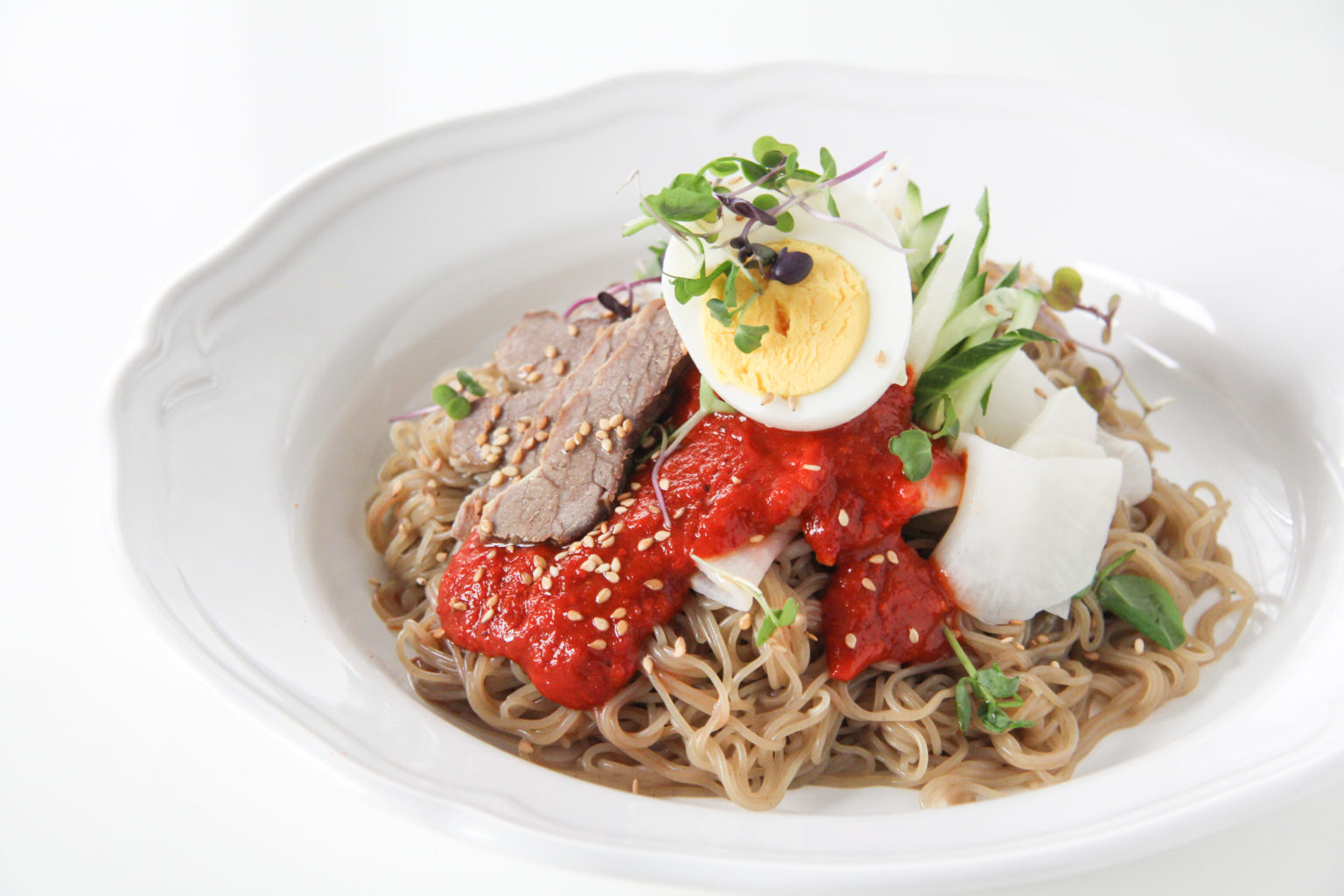 Spicy Cold Buckwheat Noodles (Bibim Naengmyeon : 비빔냉면) | Chef Julie Yoon